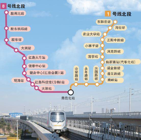 The northern section of Qingdao Line 1 and the northern section of Line ...