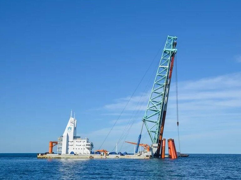 China's longest driven pile takes root at the seabed as high as 134 ...