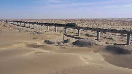 The world's first railway around the desert and the railway pass the ...