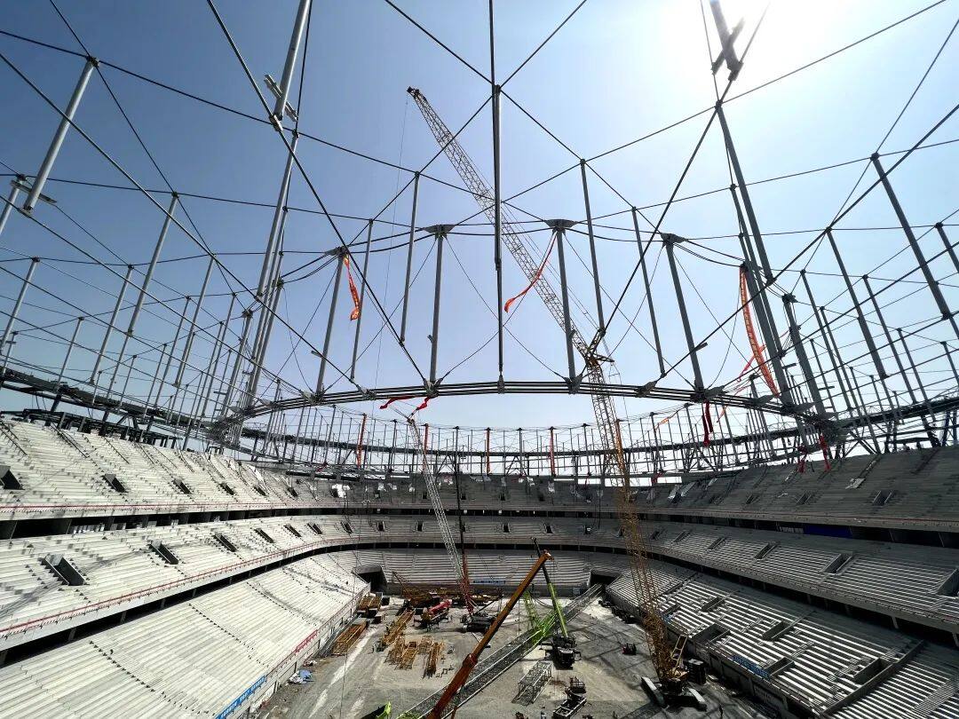 Construction of cable structure of Barracuda Bay Football Stadium ...