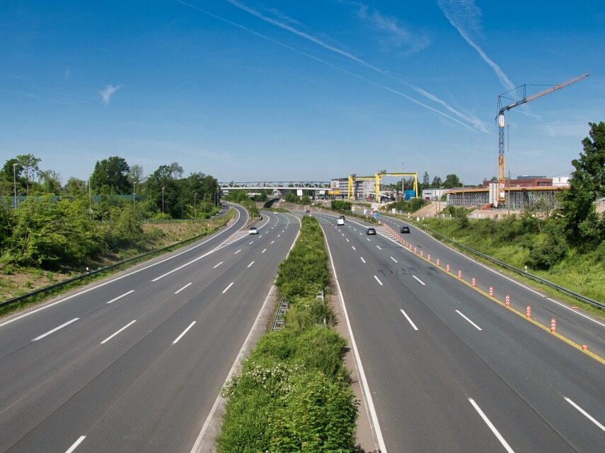 The construction of the A3 highway upgrade project in Bavaria, Germany ...