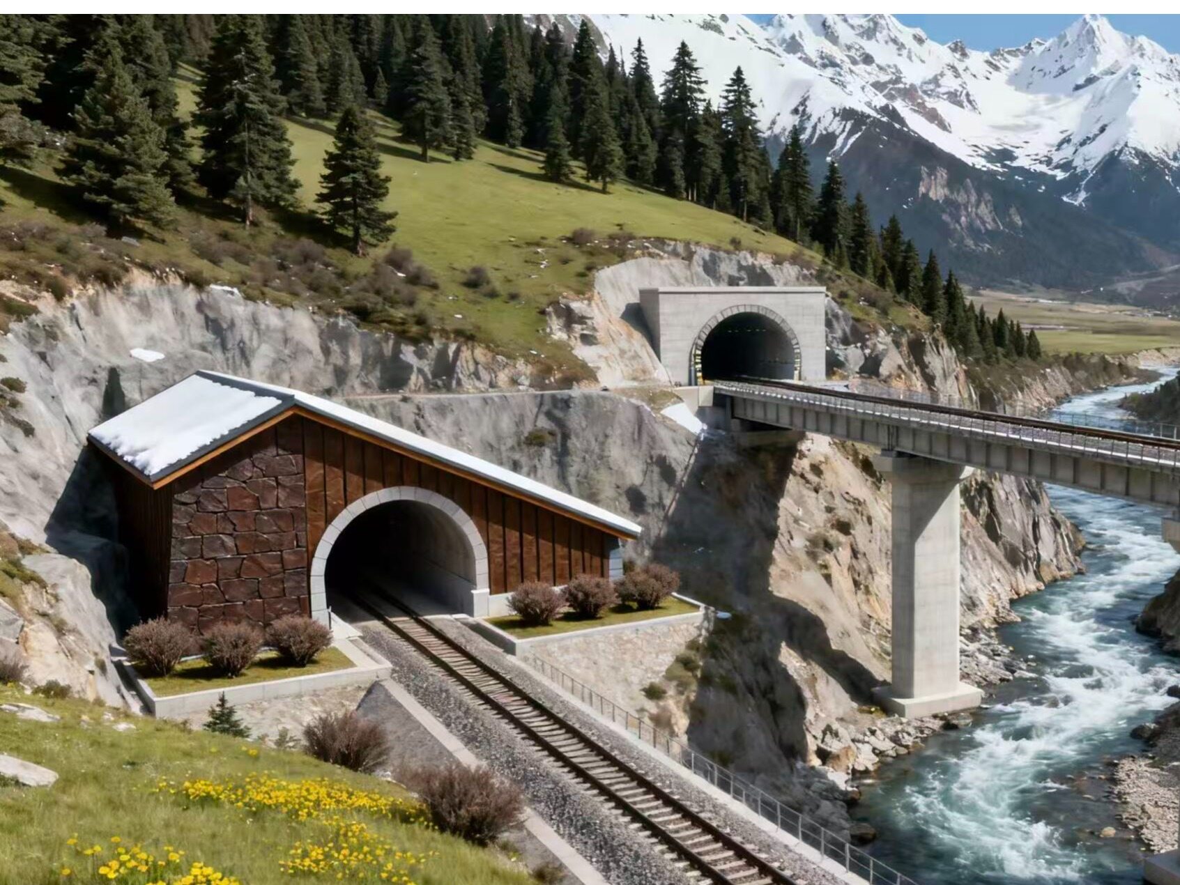The construction of the 134.5 kilometer new Bomi Ranwu railway is about ...